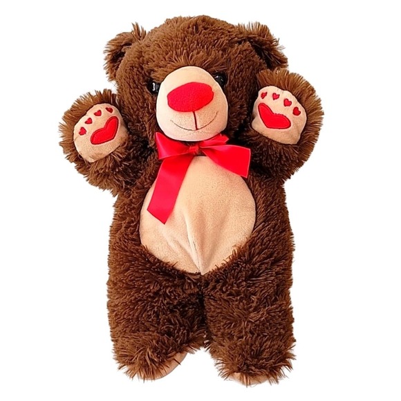 Kellytoy | Toys | Kellytoy Brown Teddy Bear Plush Wred Bow Hearts Soft ...